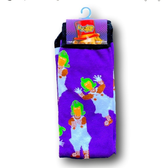 Accessories | Nwt Willy Wonka Oompa Loompa Purple Novelty Socks | Poshmark
